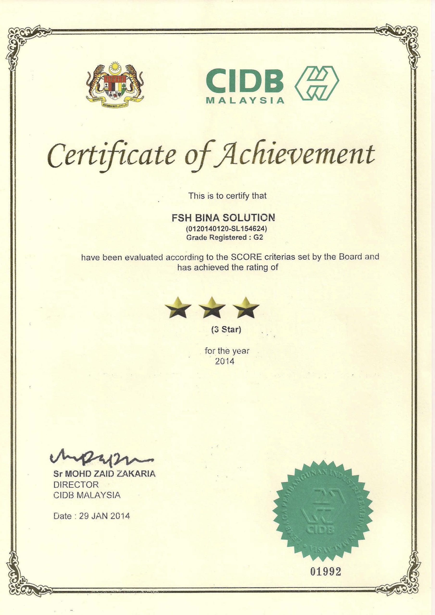 Sijil – FSH Bina Solution